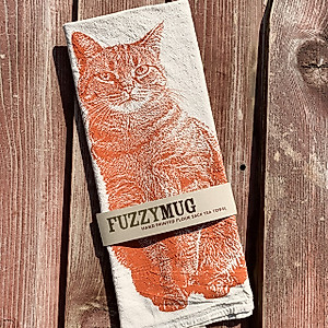 Tabby Cat Tea Towel in Orange, Cat Tea Towel, Cat Towel, Orange Cat Towel - Hand Printed Flour Sack Tea Towel, Cat Towel, Christmas Cat Towel