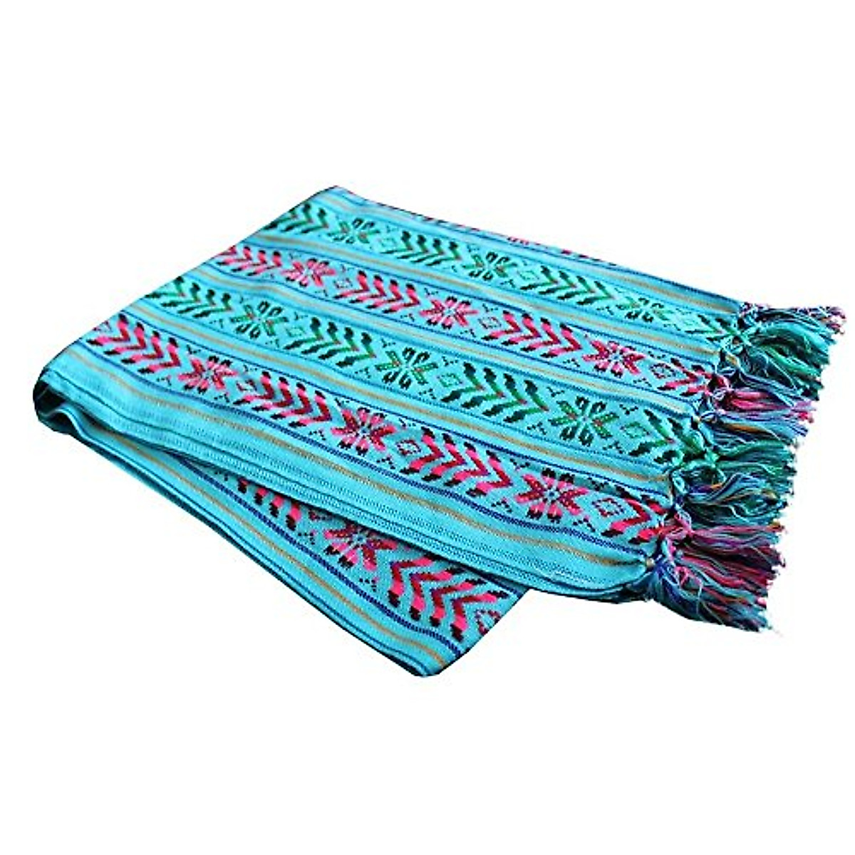 Del Mex Mexican Rebozo Shawl Blanket Doula (X-Large (9 ft x 5 ft), Turquoise)