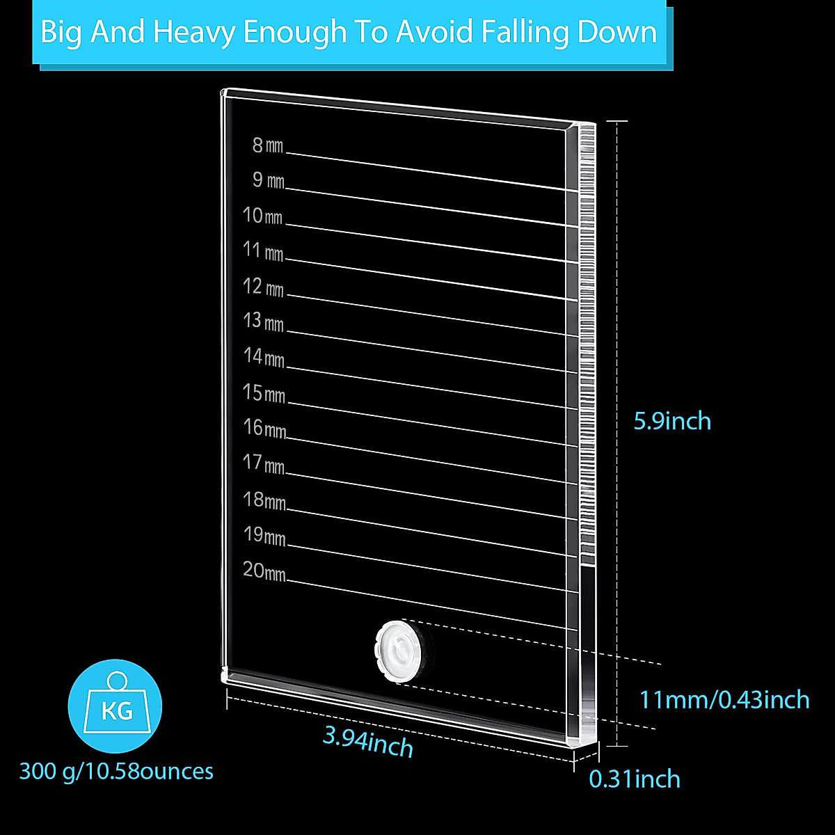 Maitys Eyelash Crystal Pallet Eyelash Extension Pallet Bigger Size Glass False Lash Tray Strip Adhesive Glue Holder(5.9 x 3.94 x 0.31 Inch,Clear)