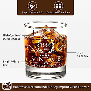 30th Birthday Gifts for Men Whiskey Glass Set - 30th Birthday Decorations, Party Supplies - 30 Year Anniversary, Bday Gifts Ideas for Him, Dad, Husband, Friends - Wood Box & Whiskey Stones & Coaster