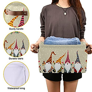 senya Christmas Basket with Handles, Christmas Card with Gnomes Foldable Fabric Collapsible Storage Bins Organizer Bag for Storage Toy Clothes, one size x1