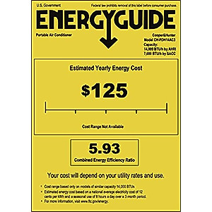 Cooper & Hunter 14,000 BTU 115V Dual Hose Heat Pump Portable Air Conditioner and Heater Including Remote Controller