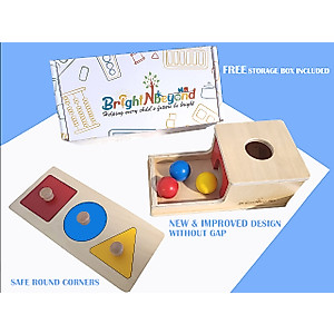 BrightNBeyond 2-for-1 Montessori Bundle with Object Permanence Box and Multiple Shape Puzzle Sorter Wooden First Shapes for 6-12 Months Infant 1 2 Year Old Motor Developmental Baby Sensory Skills Toys