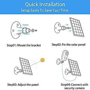 Upgrade 5V 6W Solar Panel for Security Camera, Compatible with Eufycam 2C/2C Pro/2/2 Pro/E20/E40/E, Continuous Power Supply with Micro USB Port, USB-C Adapter and 9.8ft/3m Charging Cord, 4 Pack