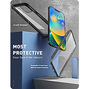 i-Blason Ares Series Designed for iPhone 14 Case 6.1 inch (2022)/iPhone 13 Case 6.1 inch (2021), Dual Layer Rugged Clear Bumper Case with Built-in Screen Protector (Black)