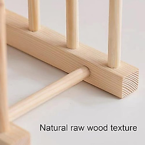 Qinlenyan 2Pcs Stained Glass Organizer Rack Bamboo Wooden Plate Dish Racks Space-saving Cabinet Organizer for Stained Glass Panel/Dish/Plate/Bowl/Cup/Pot Lid/Cutting Board 7Grid