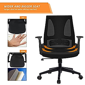 DAVEJONES Office Desk Chair Mid Back - Lumbar Support Ergonomic Office Chair, Swivel Chair with Large Seat for Adults Comfortable