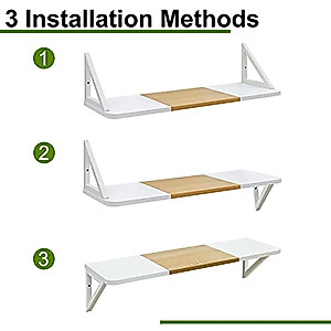 MARTY Wall Floating Shelves Wood White 24 inch Set of 2 Wall Storage for Bedroom Bathroom Wall Mounted Shelves Book Shef Bracket Hanging Corner Shelf Decor for Living Room Office Kitchen