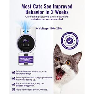 lesotc Cat Pheromones Calming Diffuser Effectively Relieve Anxiety Stress Cat Calming Diffuser Multicat Pheromones Diffuser Refill Reduce Fighting Spraying and Scratching Calm Relaxing Fits All Cats