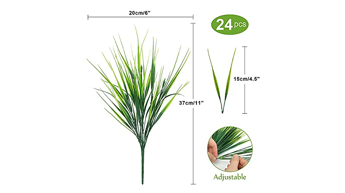 24 Bundles Artificial Plants Outdoor Fake Wheat Grass Flowers ...