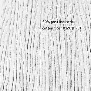 Loop End Commercial String Mop Head, String Cotton mop Heads, 6 Inch Headband, Mop Head Replacement for Home, Highly Absorbent,Industrial and Commercial Use
