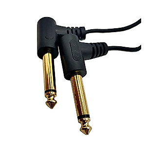 Qaoquda 1/4 inch Splitter Cable, 1 Feet Gold Plated 6.35mm Female to Dual 2 x 1/4" Male TS Mono 90 Degree Right Angle Y Splitter Audio Cable (635F/2M)