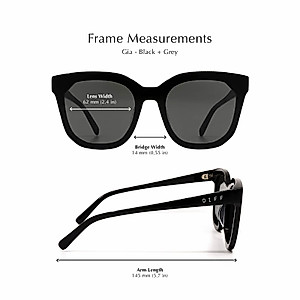 DIFF Gia Designer Oversized Square sunglasses for Women UV400 Protection Protection, Black + Grey