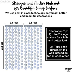 KatchOn, Silver Disco Ball Curtain - XtraLarge, 6.5 Feet, Pack of 2 | Happy New Year Backdrop | Disco Ball Backdrop | Silver Foil Fringe Curtain, Disco Party Decorations | Happy New Year Decorations