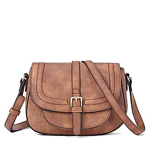CLUCI Crossbody Saddle Bags for Women Purses Handbags for ladies Girls Travel Satchel Bag Vintage Leather Shoulder Bag