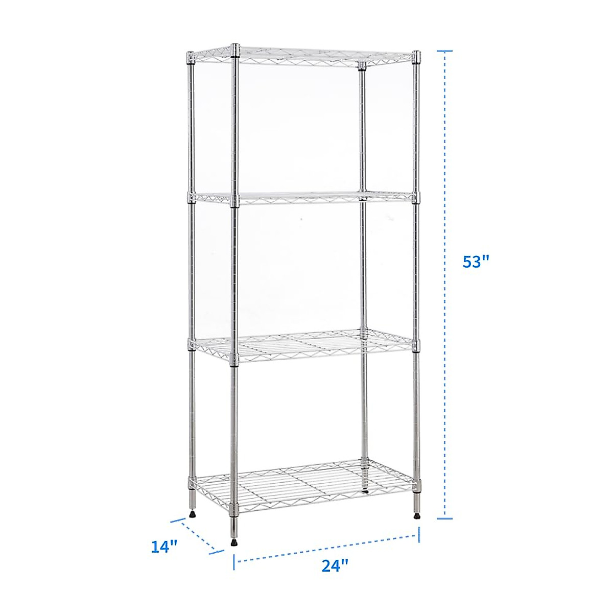 MZG Steel Heavy Duty 4-Tier Utility Shelving Unit Steel Organizer Wire Rack for Home,Kitchen,Office (24-in W x 14-in D x 53-in H)