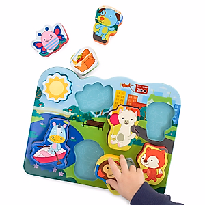 Skip Hop Baby's First Puzzle, Zoo Park Pals, Includes 8 puzzle pieces & puzzle board
