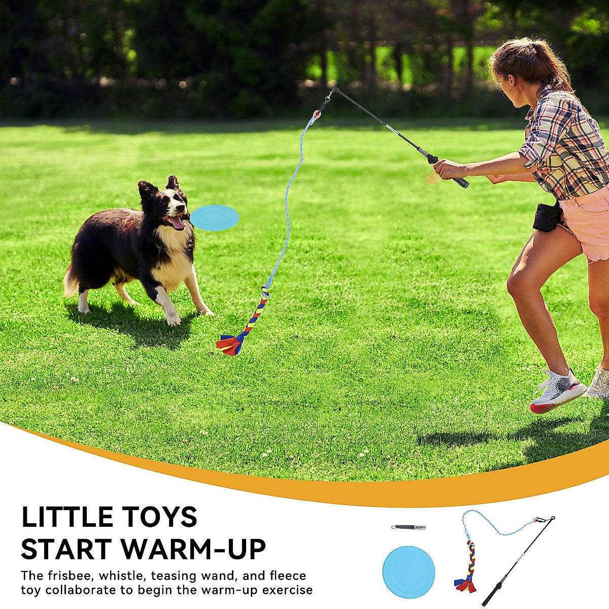 YITAHOME Dog Agility Equipments, Includes Flirt Pole Toy, 3 Flying Discs, 2 Agility Tunnel, 3 Jumps, 6 Weave Poles, Pause Box,Agility Course Set for Backyard, Indoor, Outdoor