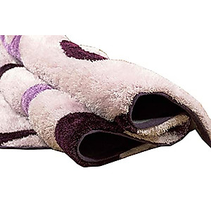 HR HANDCRAFT RUGS shag Rug, 3-D Hand Carved Shaggy Lilac/Purple/Black