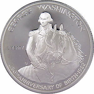 George Washington Commemorative 1982 S 90% Silver Half Dollar Proof 50c Coin
