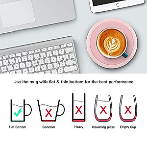 Smart Coffee Warmer, BESTINNKITS Auto On/Off Gravity-Induction Mug Warmer for Office Desk Use, Candle Wax Cup Warmer Heating Plate (Up to 131F/55C) (Pink)