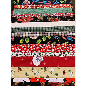 Quilted Holiday Table Runner, Jelly Roll Stripes, Rectangular, Reversible, Poinsettia Fabric, Christmas Decor, 100% Cotton