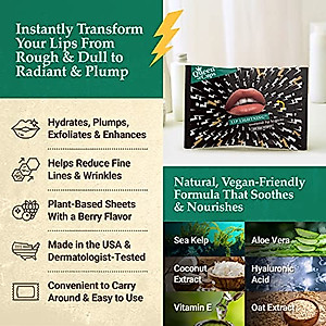 Lip Exfoliator Scrub and Moisturizer - Vegan 4-in-1 Lip Moisturizer for Very Dry Lips, Volume, Enhancing Color, Reducing Fine Lines and Wrinkles - Hydrating Lip Plumper Masks Made in the USA - 30 Pack