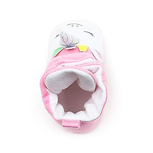 Robeez Pink Light/Pastel Unicorn Snap Baby Booties for Girls 3-6 Months Kick Proof Soft Shoes Non-Skid Ankle Booties with Rubber Grips - Great Gift for Birthdays Showers and Mother's/Father's Day