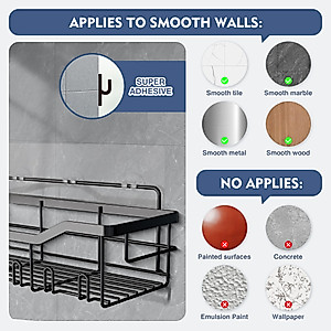 Hometu Adhesive Shower Caddy,6 Pack Rustproof Stainless Steel Bath Organizers With Large Capacity,Suction Cup Versatile Hanging Shelf,No-Drilling Bathroom Shower Organizer,Heavy Duty Shower Holder