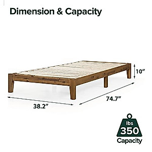 ZINUS Lucinda Wood Platform Bed Frame / No Box Spring Needed / Solid Wood Foundation with Wood Slat Support / Easy Assembly, Twin