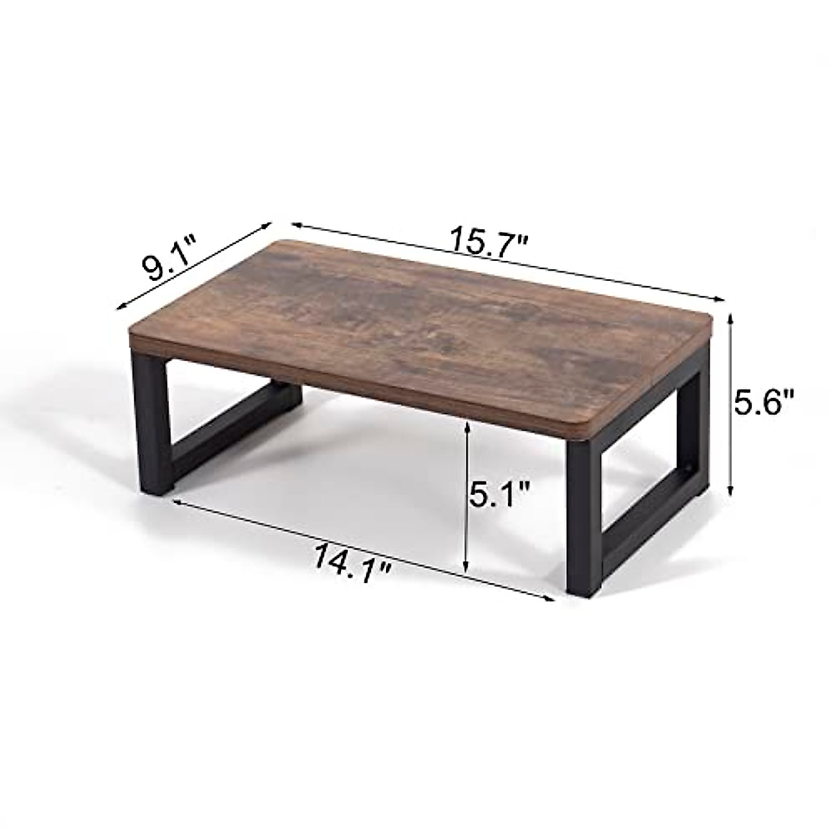JOIN IRON Dark Brown Wood Computer Monitor Stand with Storage.Laptop Computer Shelf.Ergonomic Monitor Riser Desk Organizer.Office Supplies,Printer,iMac,Pc,Fax Machine Shelving Rack