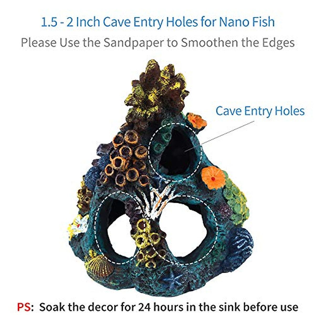 Uniclife Aquarium Decorations Resin Coral Rock Mountain Cave Fish Tank Decor Ornaments Fish House for Betta Rest Hide Play Breed