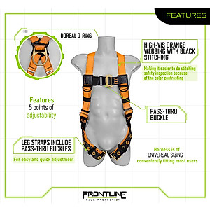 Frontline 100VTB Combat™ Economy Series Full Body Harness with Tongue Buckle Legs (Universal) | OSHA and ANSI Compliant