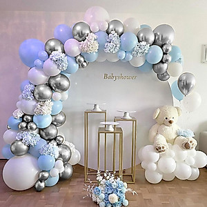 Baby Blue And White Balloons Arch Kit Blue Balloon Garland Kit Blue White Silver Balloons For Birthday Bridal Shower Wedding Winter Baby Shower Decorations For Boys winter wonderland party decorations