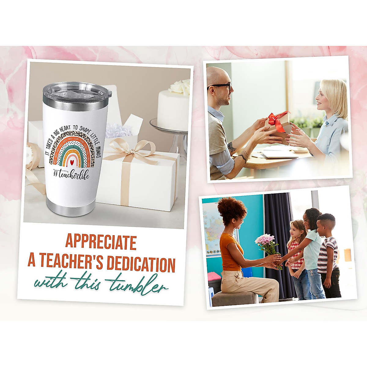 OASSIE Teacher Appreciation Gifts For Women - 20 Oz Stainless Steel Insulated Coffee Tumbler With Lid - Teachers Day Graduation Back To School Thank You Birthday Gifts For Women Teacher Coworkers