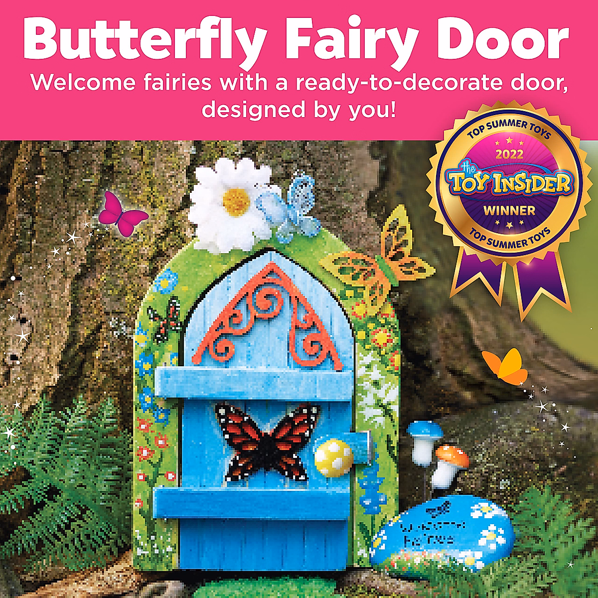 Creativity for Kids Butterfly Fairy Door Kit - Painting Arts and Crafts for Kids, Creative Gifts for Girls and Boys Age 6-7+ Yellow