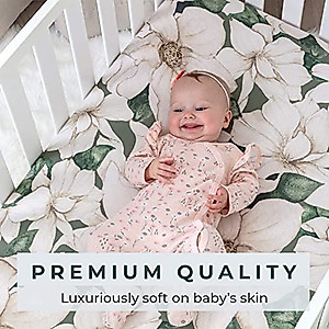 Pobibaby - 2 Pack Premium Fitted Baby Girl Crib Sheets for Standard Crib Mattress - Ultra-Soft Cotton Blend, Safe and Snug, and Stylish Floral Crib Sheet (Zephyr)