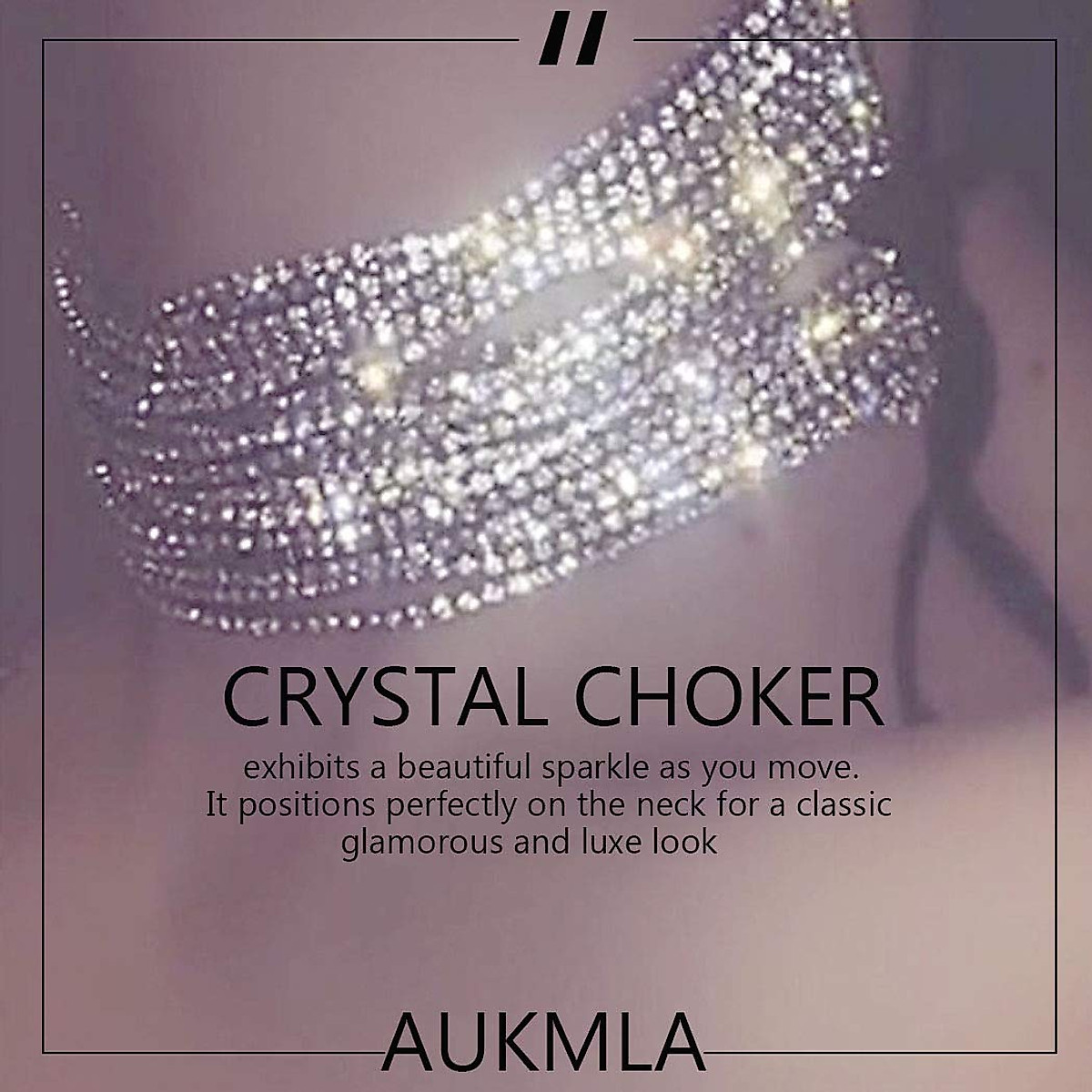 Aukmla Multi Layered Chain Crystal Rhinestone Choker Fully Diamond Statement Necklace Wedding Jewelry for Women