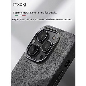 TYXDKJ Alcantara Case for iPhone 13 Pro,Handmade Fully-Wrapped Synthetic Suede Cover, Compatible with MagSafe Wireless Charging(Black)
