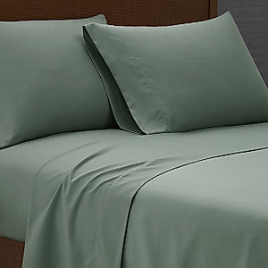 London Fog Garment Washed Solid Sheet Set Green Microfiber 3-Piece Twin XL Sheet Set, Solid Themed, Deep Pocket, Adult and Teen, Oeko-TEX Certified