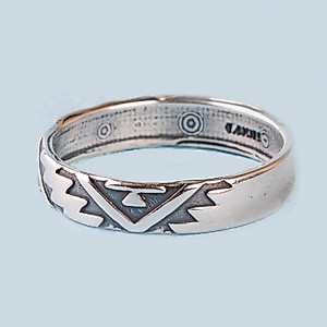 Turquoise Skies TSKIES SkyWeaver: Southwestern Band Ring (sterling-silver, 10)