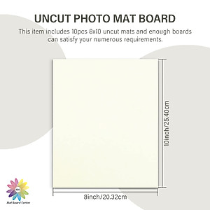Mat Board Center, 10 Pack 8x10 Picture Backing Boards, Ivory Uncut Matt Boards, Ideal for Pictures/Prints/Frames/Arts
