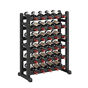 TORVA Wine Racks Freestanding Floor,30 Bottles Wine Bottle Holder,6-Tier High-Density Plastic Wine Storage Display Shelves for Kitchen, Living Room, Wine Cellar, Bar(Dark Gray)
