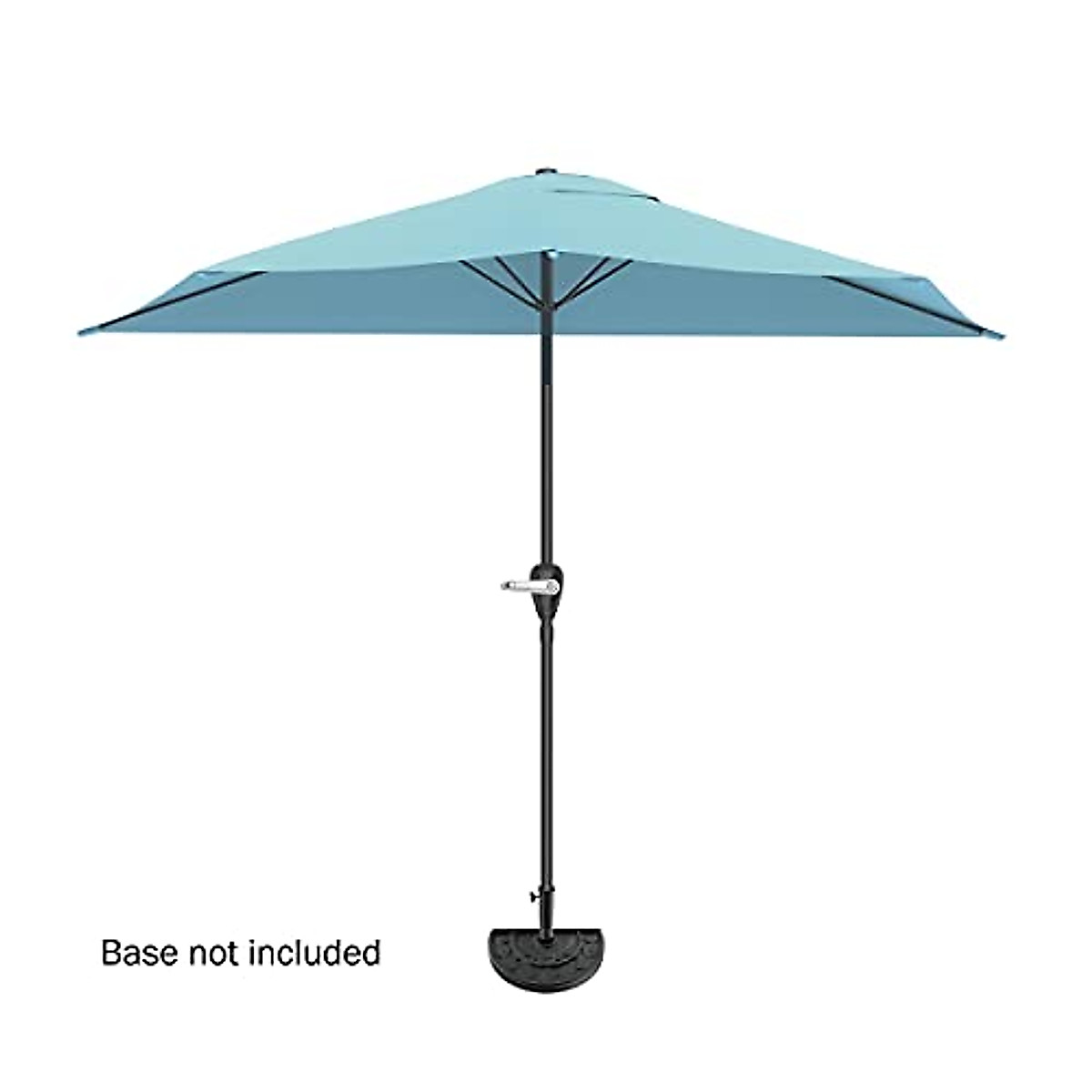 9-Foot Half Patio Umbrella – Easy Crank Semicircle Opening Shade Canopy – For Against a Wall, Porch, or Balcony Furniture by Pure Garden (Blue)