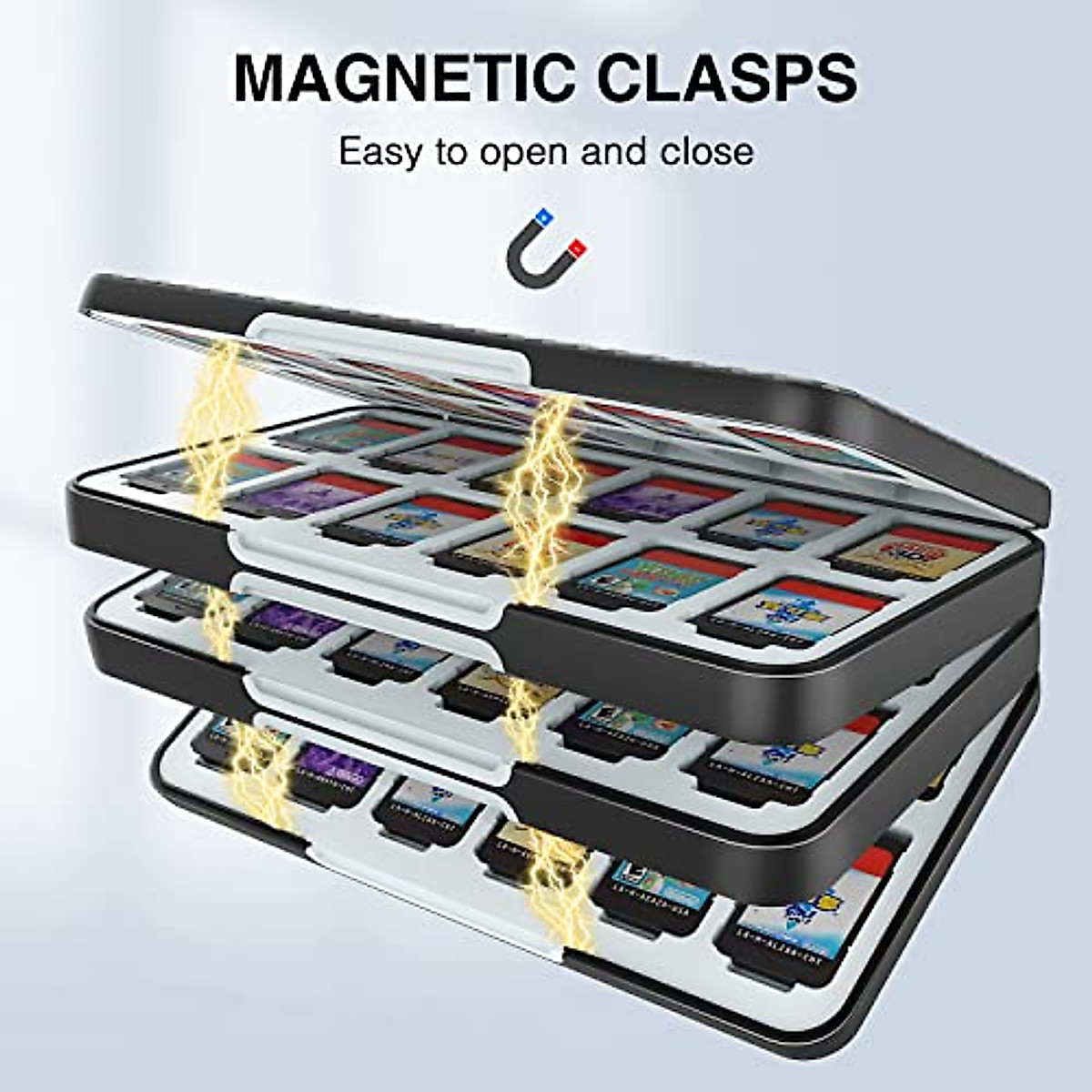 HEIYING Switch Game Card Case for Nintendo Switch/OLED/Lite,Portable Travel Carry Case with 72 Game Card Slots and 24 Micro SD Cards Slots