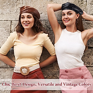 Yahenda 6 Pieces Women Beret Hat PU Leather Beret French Beret Hat Adjustable Artist Painter Cap Causal Beanie for Ladies and Girls