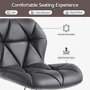 Yaheetech Grey Barstools Set of 2, PU Leather Bar Chairs with Backrest, Height Adjustable Swivel Island Stools for Kitchen Counter, Grey