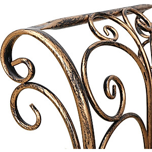 HLC Antique Bronze Metal Garden Bench Chair 2 Seater for Garden, Yard, Patio, Porch and Sunroom