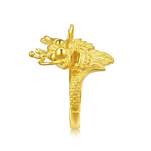 CHOW SANG SANG 999.9 24K Solid Gold Price-by-Weight Gold Dragon & Phoenix Adjustable Ring for Women, Men and Wedding Occasion 86365R 86366R (Approx. 0.241tael (~9.02g), Dragon)