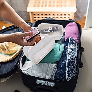 DBPBToU Makeup Bag Set, 3 Pieces Travel Toiletry Bags with Large Capacity, Clear & Waterproof Cosmetic Bags for Women (beige)